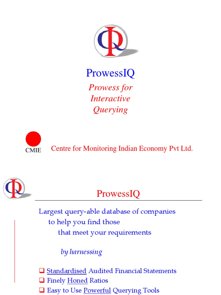 Prowessiq: Prowess For Interactive Querying | PDF | Financial Statement ...