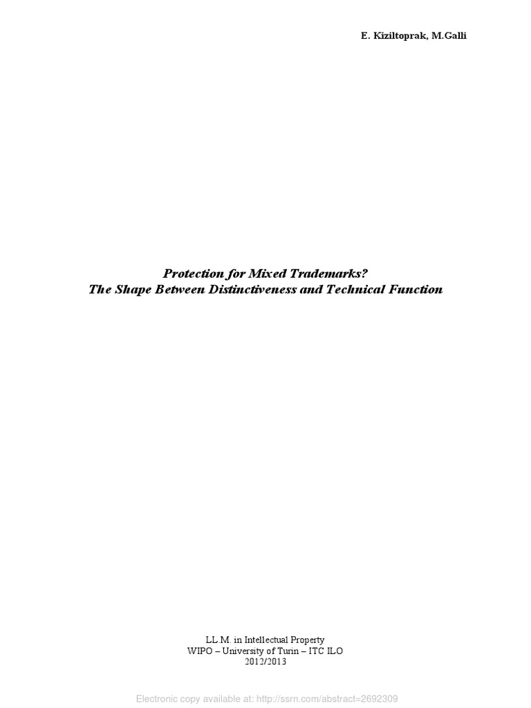 Protection For Mixed Trademarks? The Shape Between Distinctiveness and ...