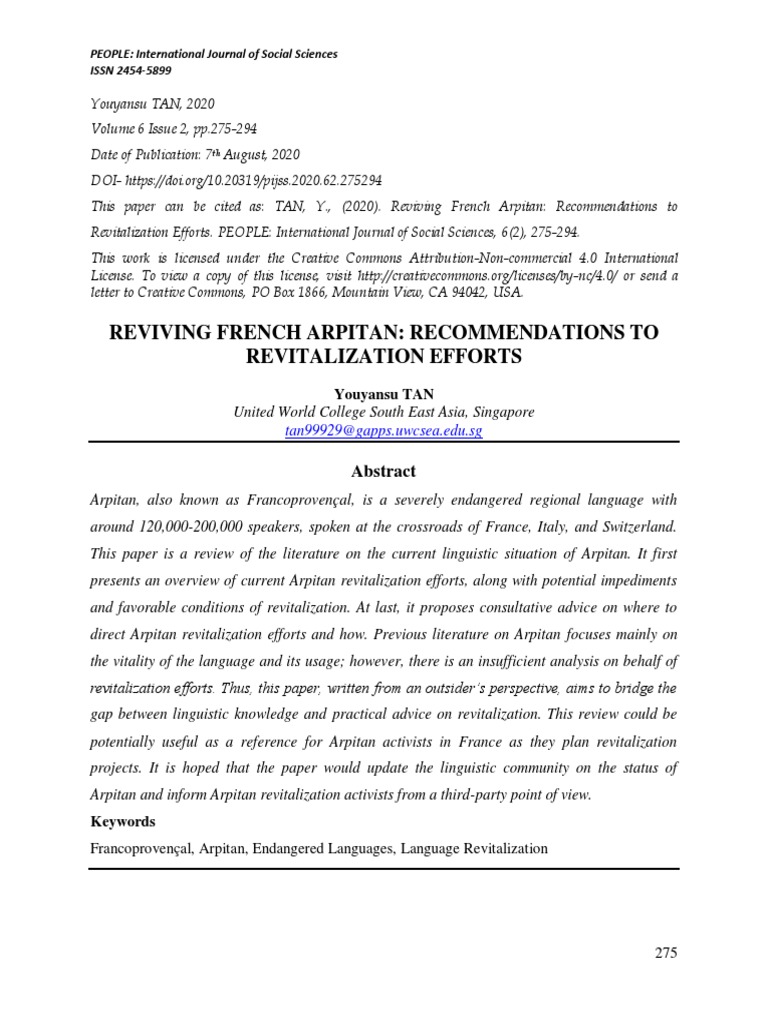 Reviving French Arpitan Recommendations To Revitalization Efforts | PDF ...