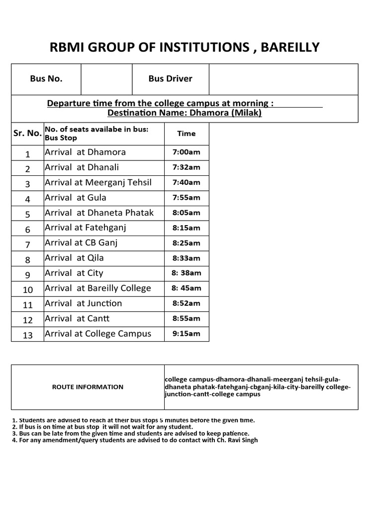 Rbmi Group of Institutions, Bareilly | PDF | Bus | Public Services