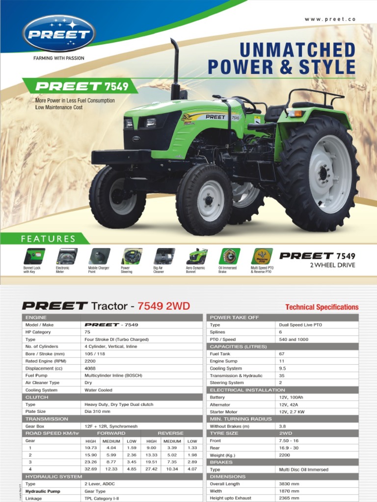 Preet 7549 2WD | PDF