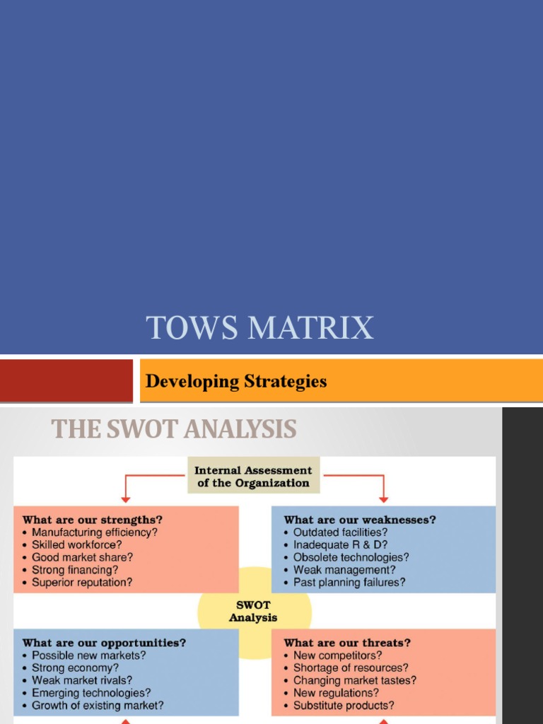 Tows Matrix: Developing Strategies | PDF | Swot Analysis | Calorie