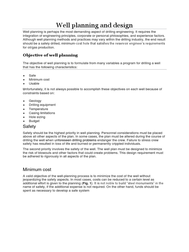 Well Planning and Design in Drilling | PDF