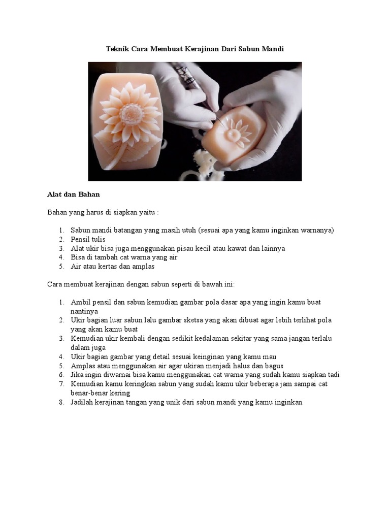 Teknik Cara Membuat Kerajinan Dari Sabun Mandi | PDF