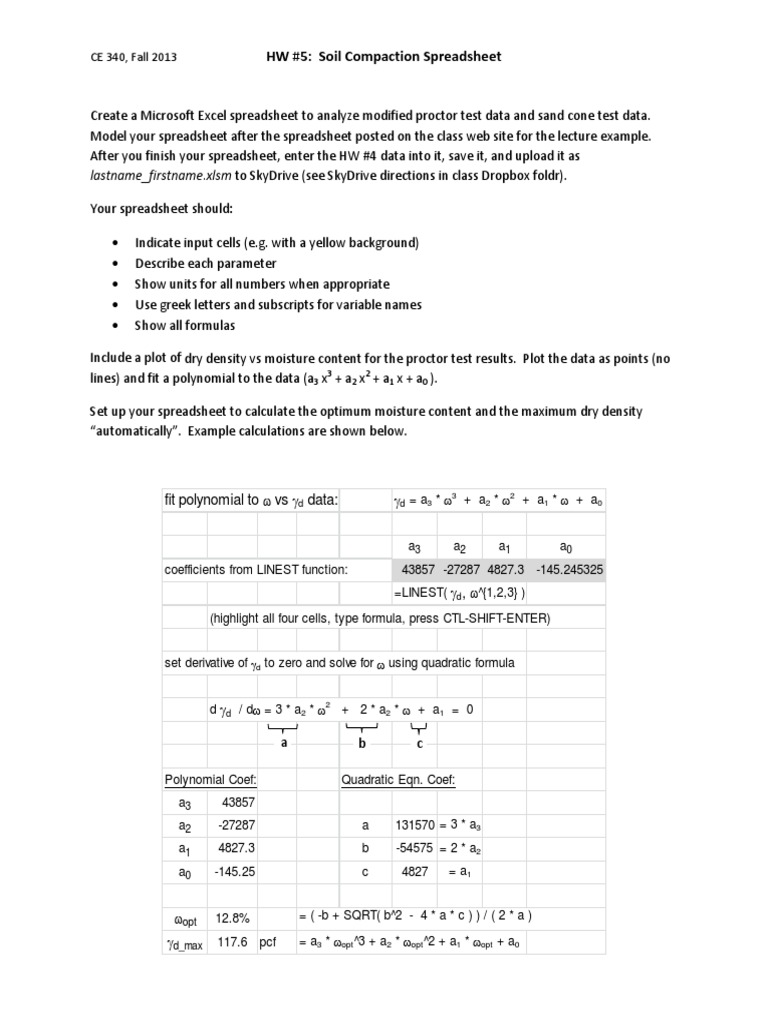 Soil Compaction Analysis Spreadsheet | PDF