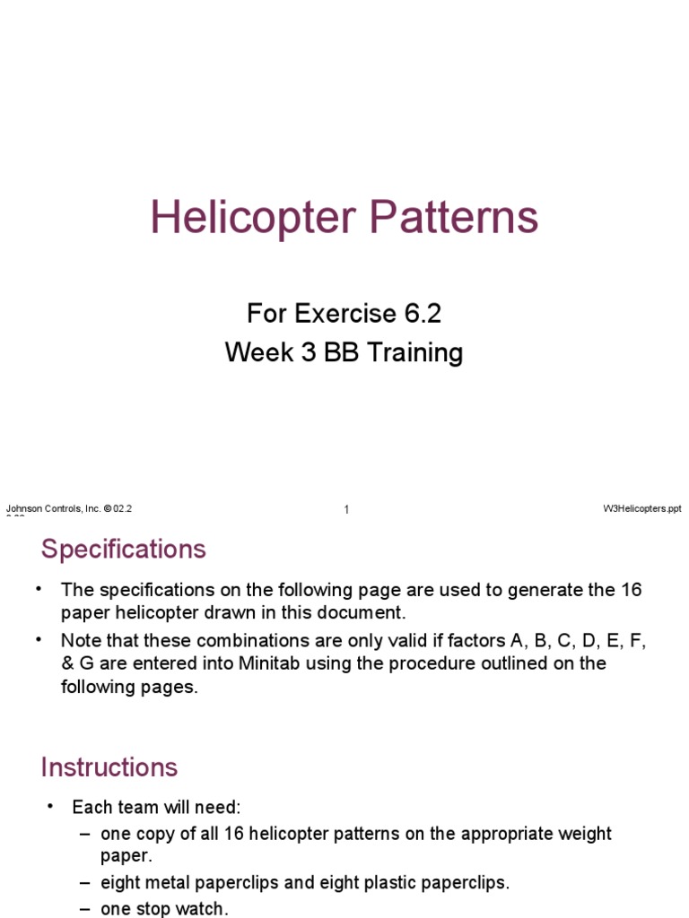 Helicopter Patterns: For Exercise 6.2 Week 3 BB Training | PDF | Paper