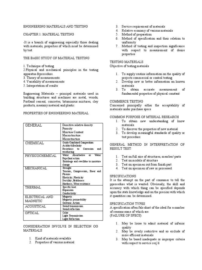 Engineering Materials and Testing | PDF | Strength Of Materials | Yield ...