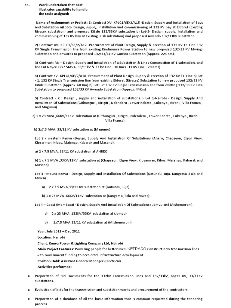 Work Undertaken That Best Illustrates Capability To Handle The Tasks ...