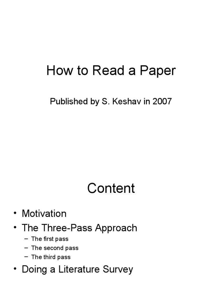 2.how To Read A Paper | PDF | Motivation | Motivational