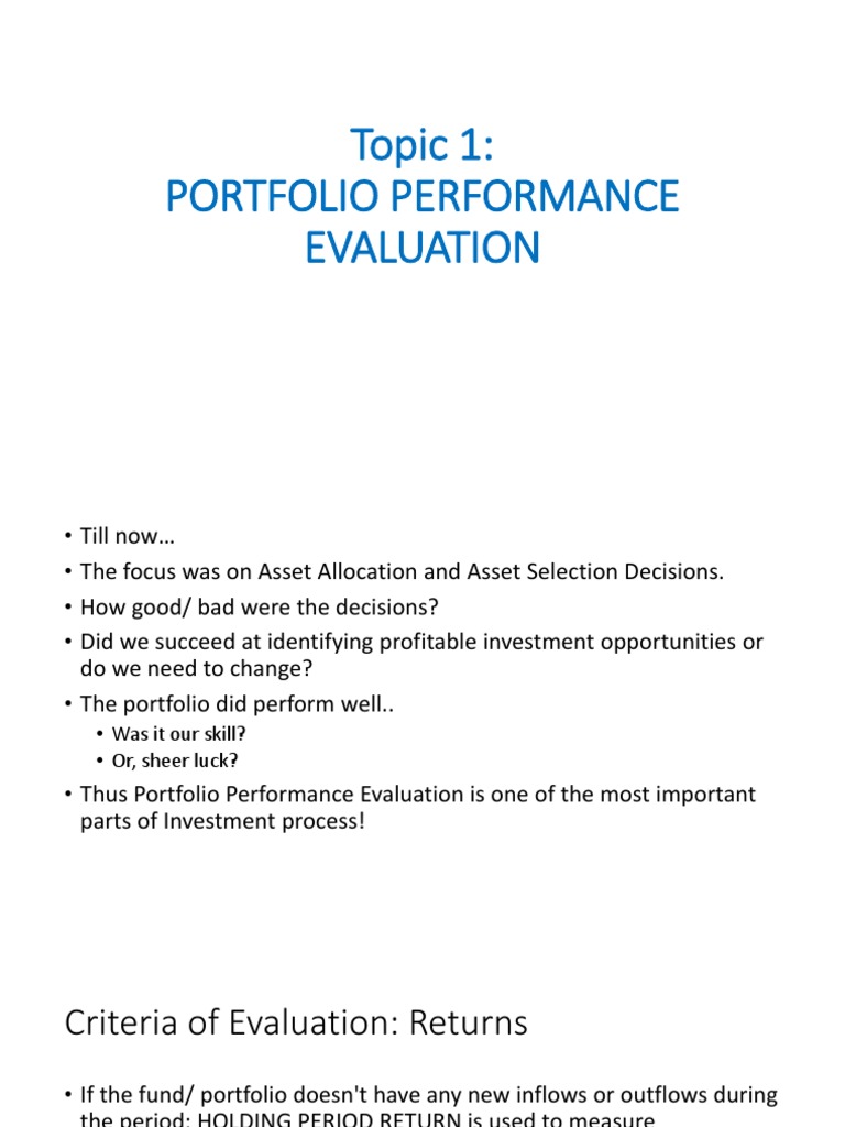 Portfolio Performance | PDF | Capital Asset Pricing Model | Sharpe Ratio
