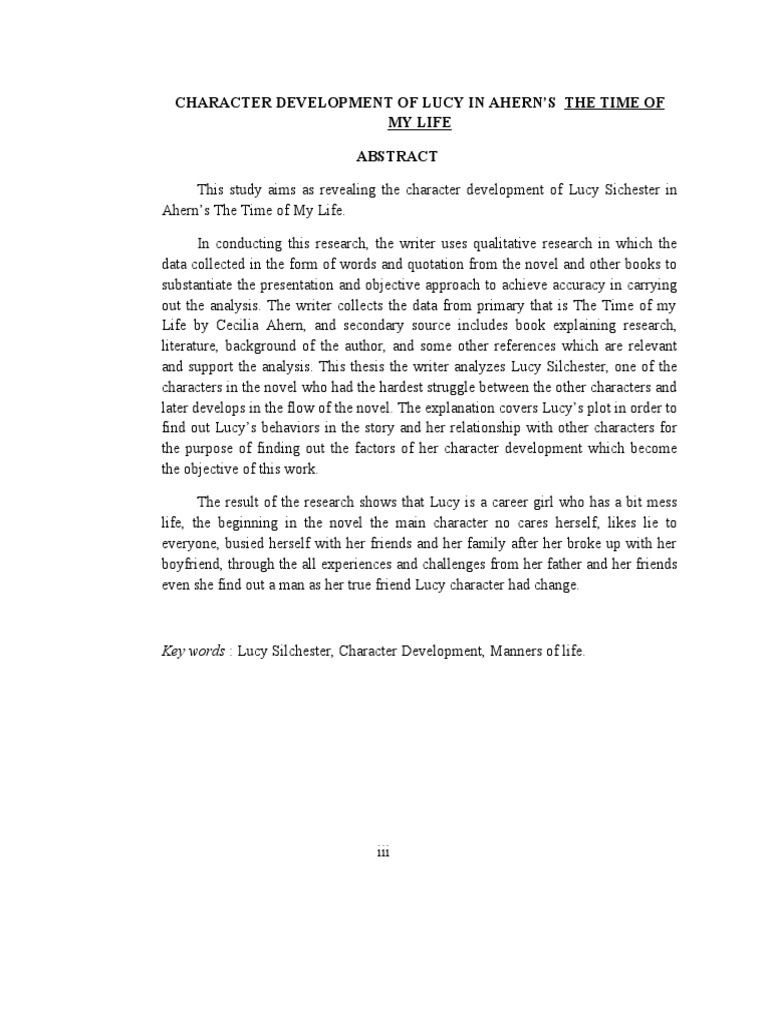 Character Development of Lucy in Ahern'S The Time of My Life | PDF