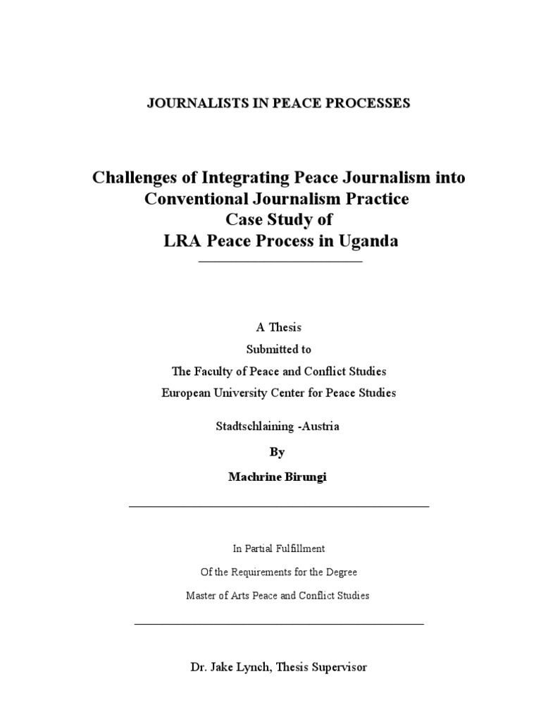 The Challenges of Integrating Peace Journalism Into Conventional ...