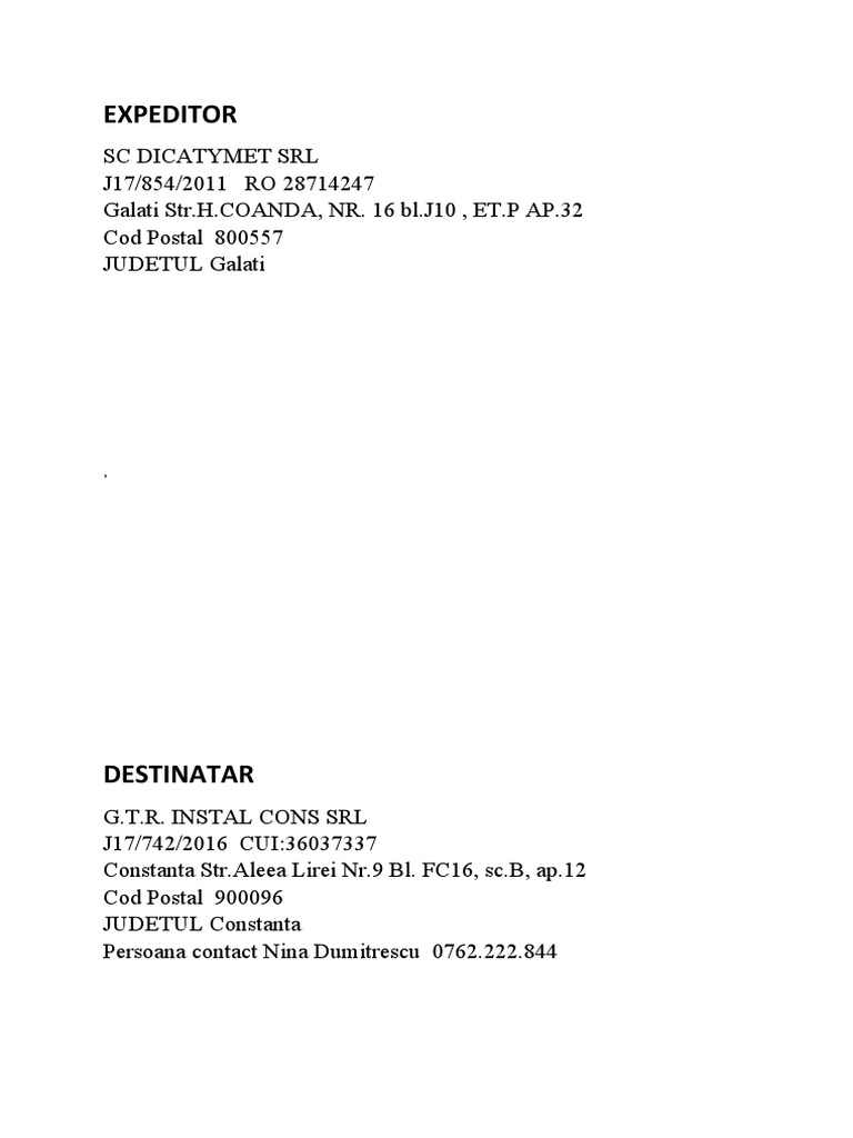 Model Adresa Trijmis Plic | PDF