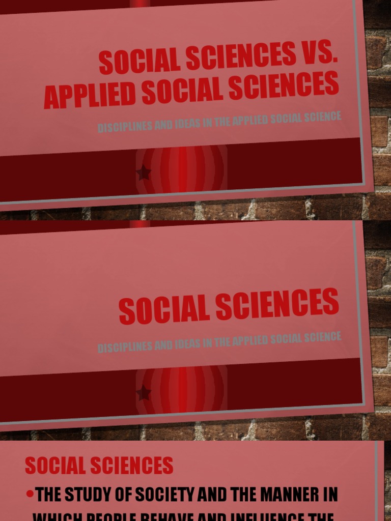 Social Sciences vs. Applied Social Sciences: Disciplines and Ideas in ...