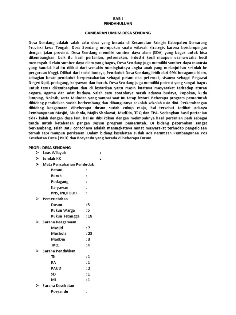 Gambaran Visi Misi Desa Sendang | PDF
