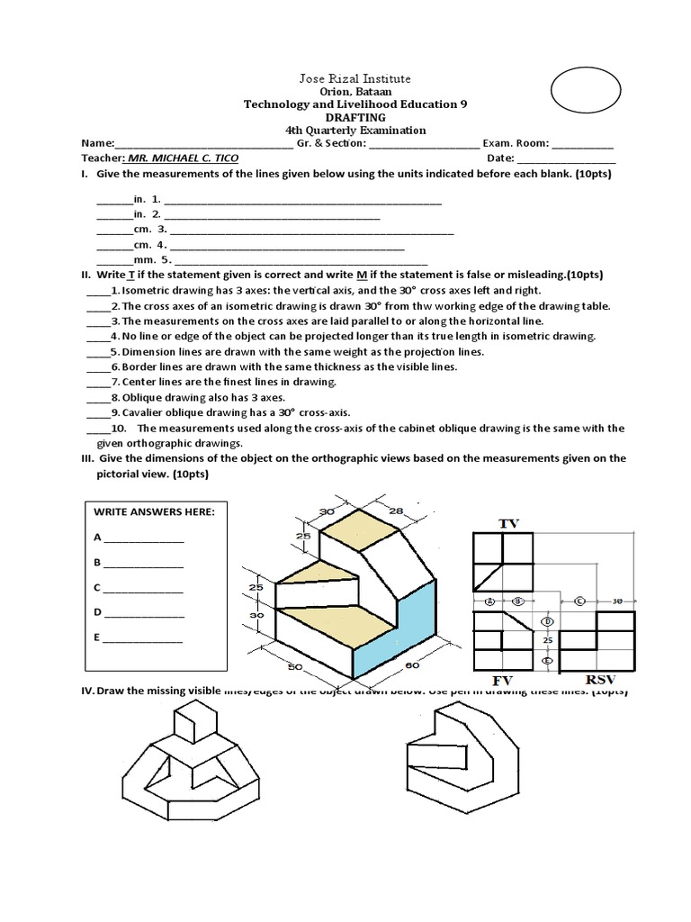 4TH PT Drafting gr9 2019 | PDF | Infographics | Drawing