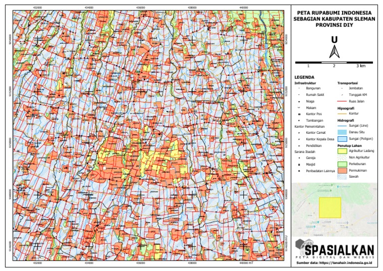 PDF Peta RBI (Rupabumi Indonesia) Sebagian Kabupaten Sleman DIY - QGIS ...