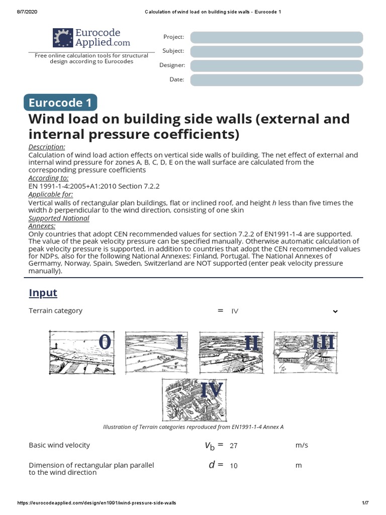 Calculation of Wind Load On Building Side Walls - Eurocode 1 | PDF ...