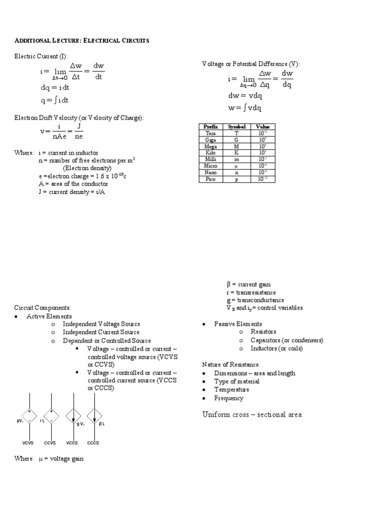 3+formulas Add Elex Circuits | PDF | Electrical Resistance And Conductance | Electrical Network