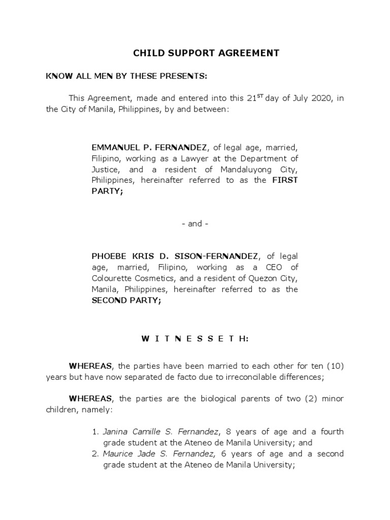 Agreement-for-Support 2 | Download Free PDF | Civil Law (Legal System ...