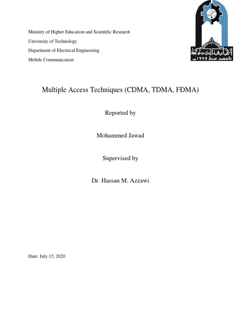 Multiple Access Techniques (CDMA, TDMA, FDMA) : Reported by | PDF | Channel Access Method ...