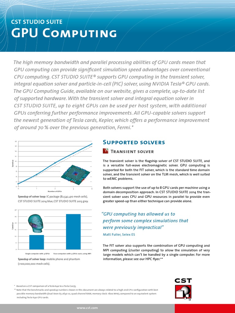CST GPU Flyer PDF | PDF | Graphics Processing Unit | Computer Hardware