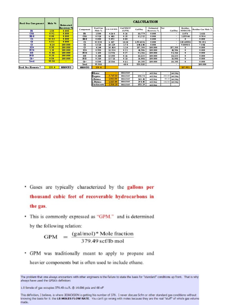 GPM Calculation For NGL Recovery | PDF | Fossil Fuels | Fuel Production