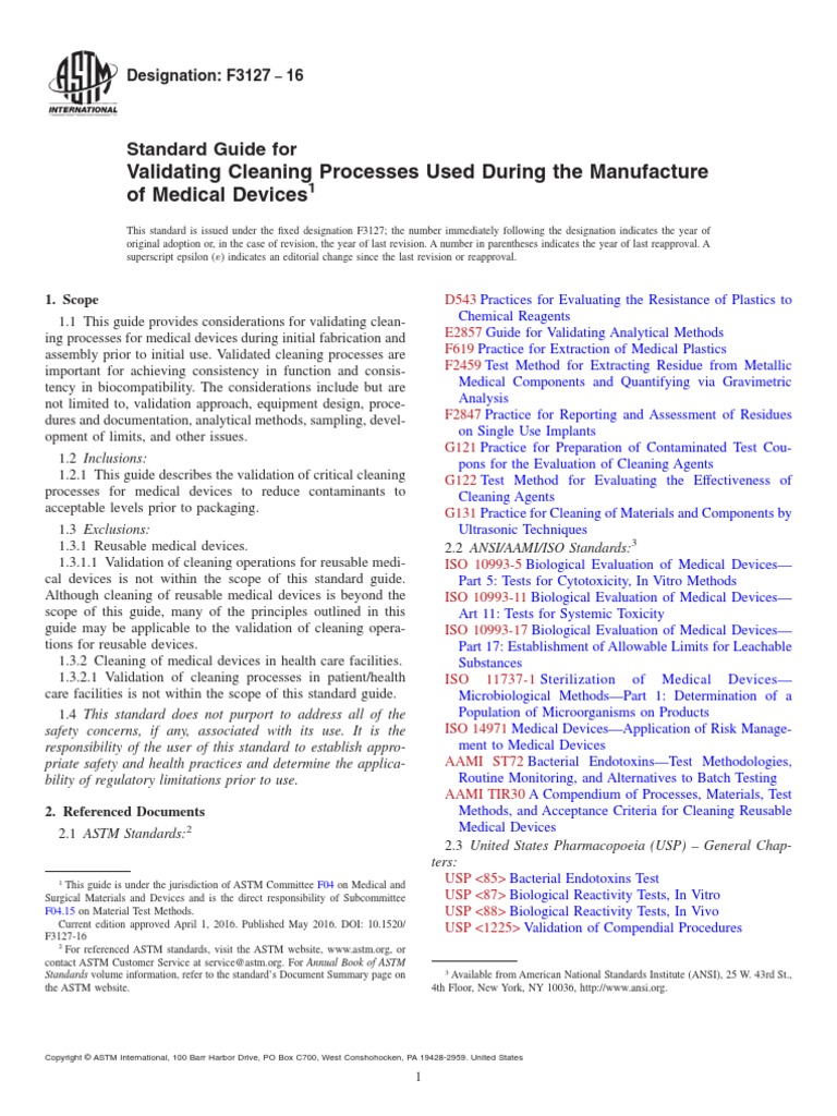 Validating Cleaning Processes Used During The Manufacture of Medical ...