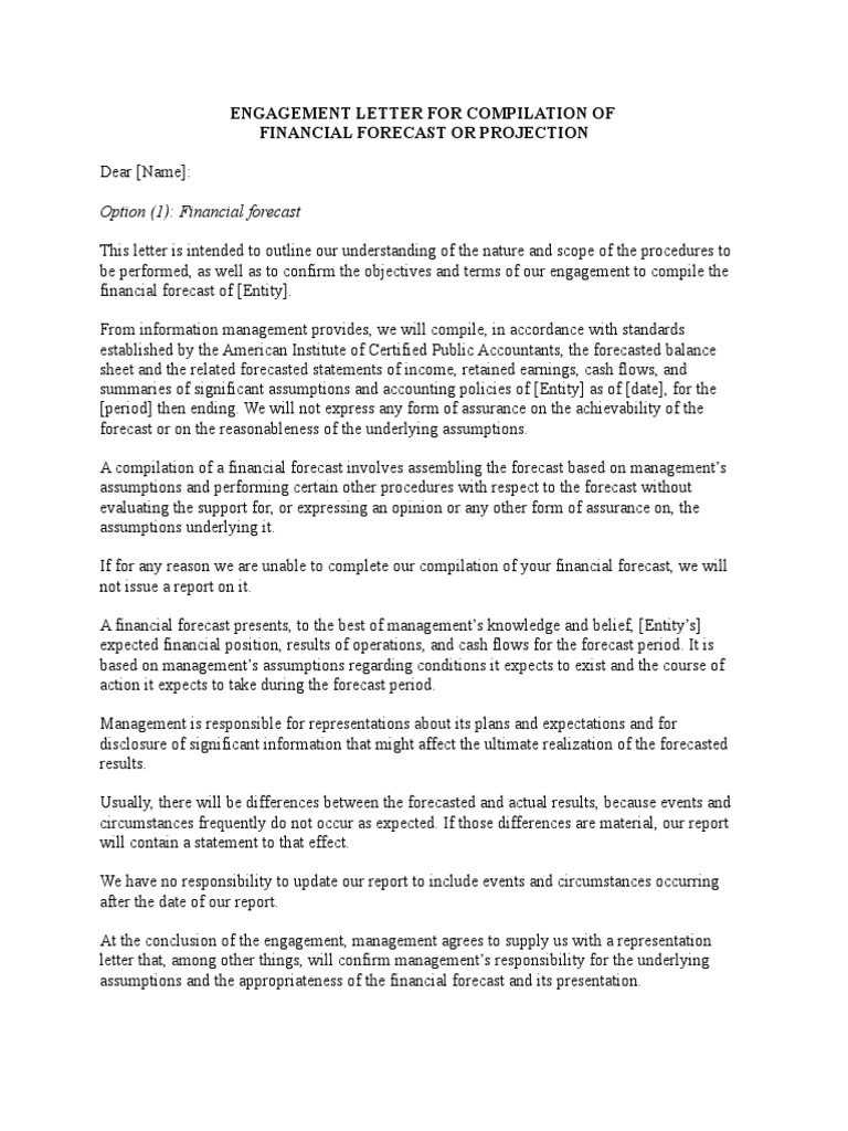 D-045 - Engagement Letter For Compilation of Financial Forcast or ...