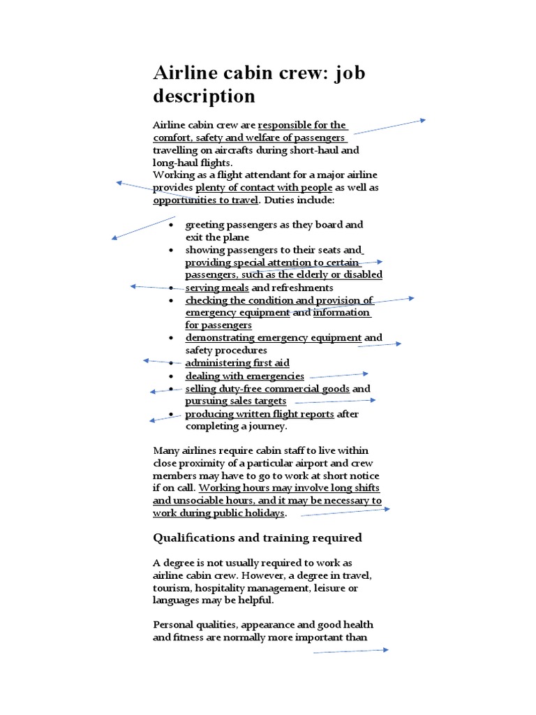 Airline Cabin Crew: Job Description: Qualifications and Training ...