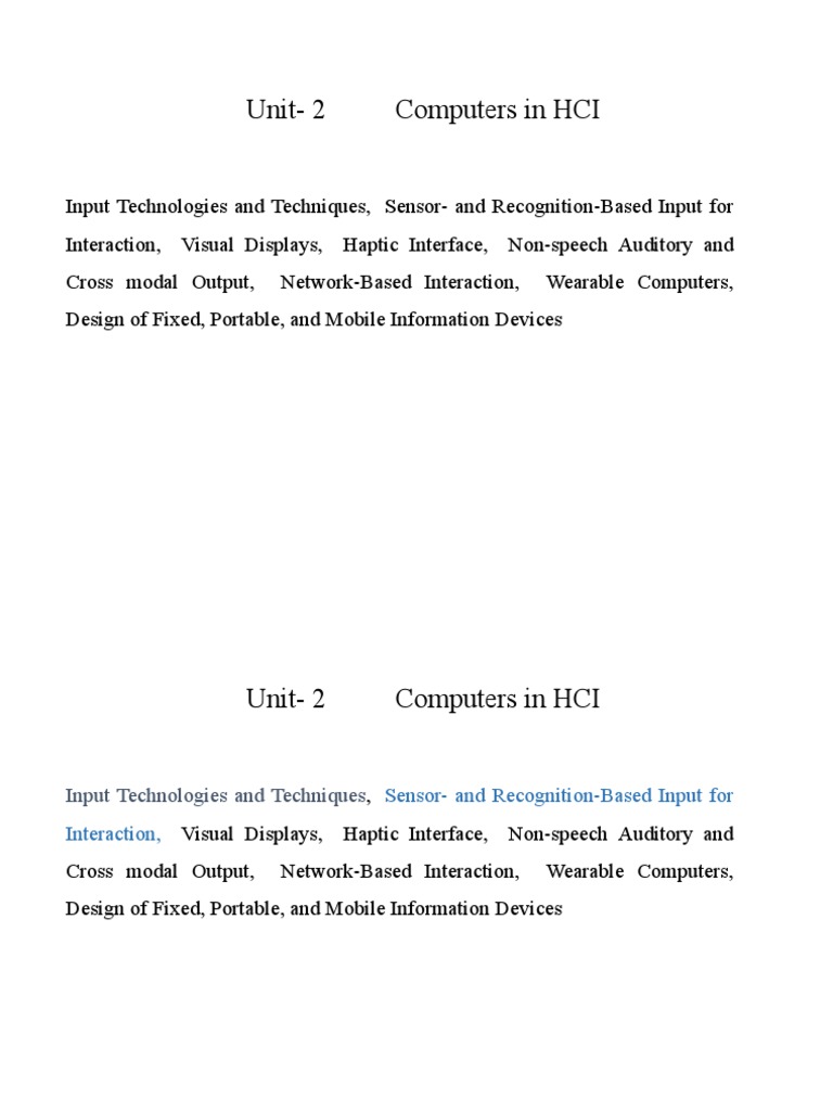 Sensor-Based Input Technologies in HCI | PDF | Sensor | Input/Output