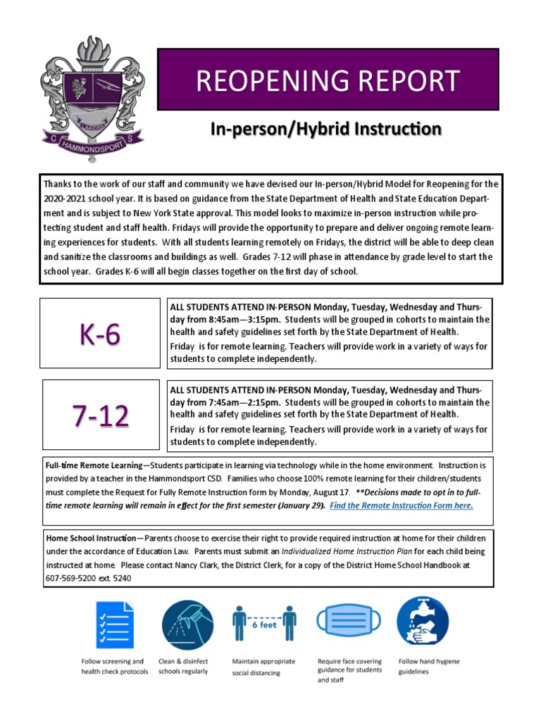 2020-2021 School Reopening Plan | PDF | Pedagogy | Teachers