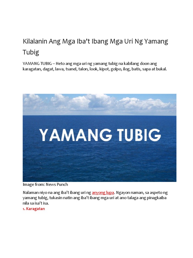 Notes On Yamang Tubig (Nature) | PDF