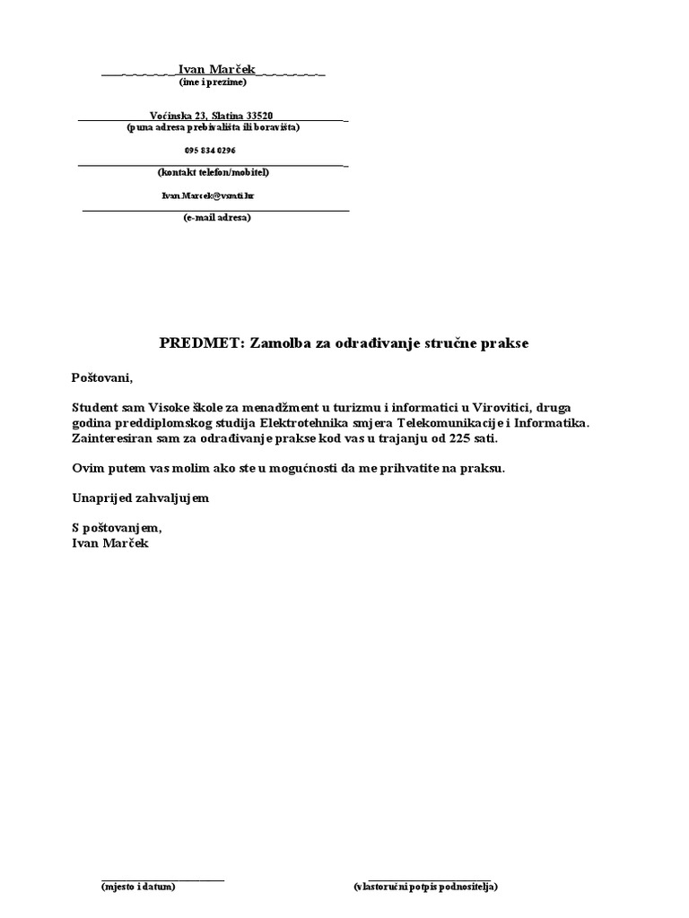 HEP Zamolba | PDF