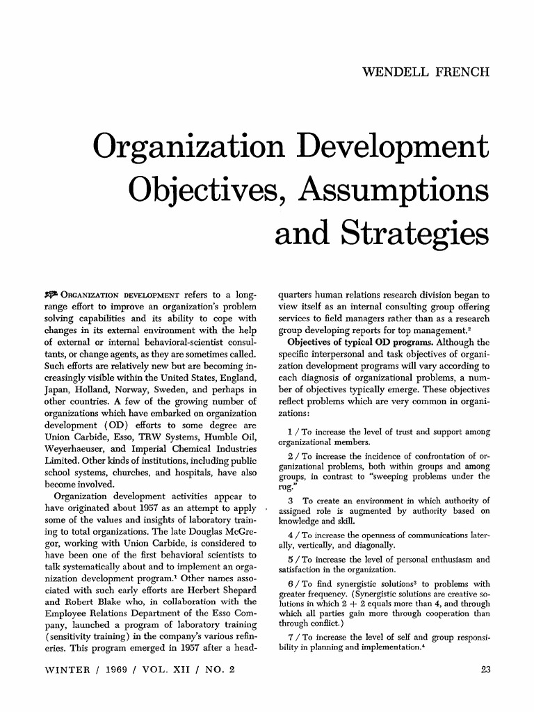 Organization Development Objectives and Strategies | PDF | Organization ...