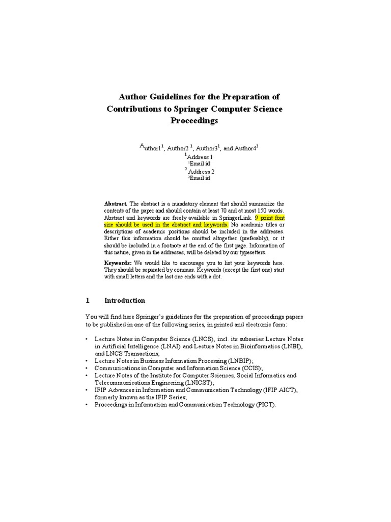 Springer Paper Template | PDF | Citation | Bracket