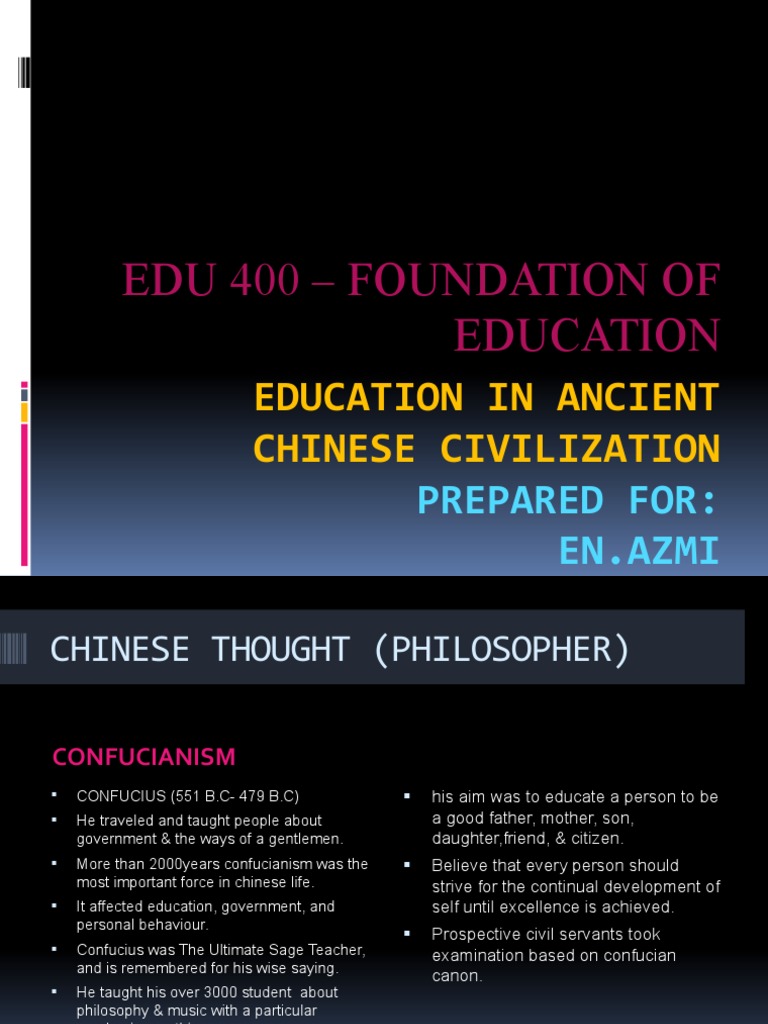 Education in Ancient Chinese Civilization | PDF | Confucianism | Test ...