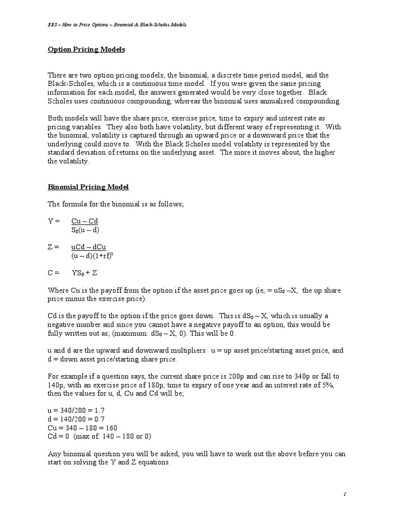 Module 12 - Option Pricing - Binomial - Black Scholes - How To Do It - UPDATED | PDF | Black ...