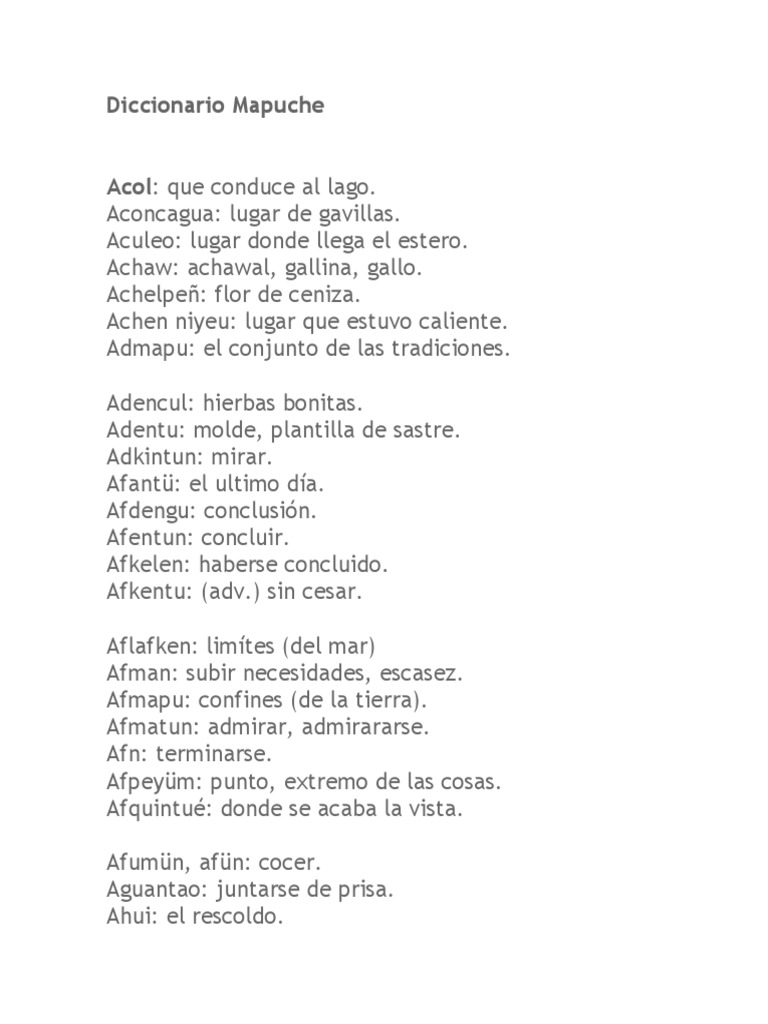 Diccionario Mapuche PDF | PDF | Hoja | Naturaleza