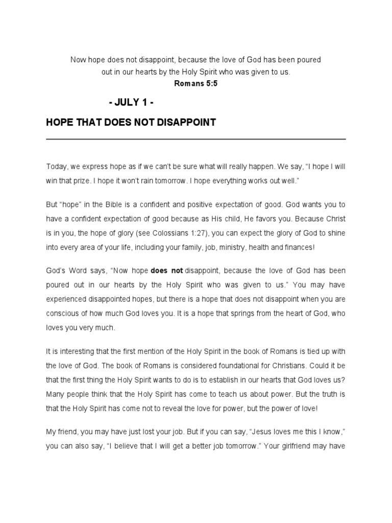 July 1 - Hope That Does Not Disappoint | PDF
