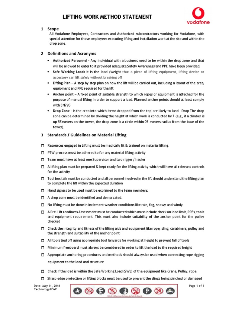 Lifting Method Statement - Simplified | PDF | Rope | Elevator