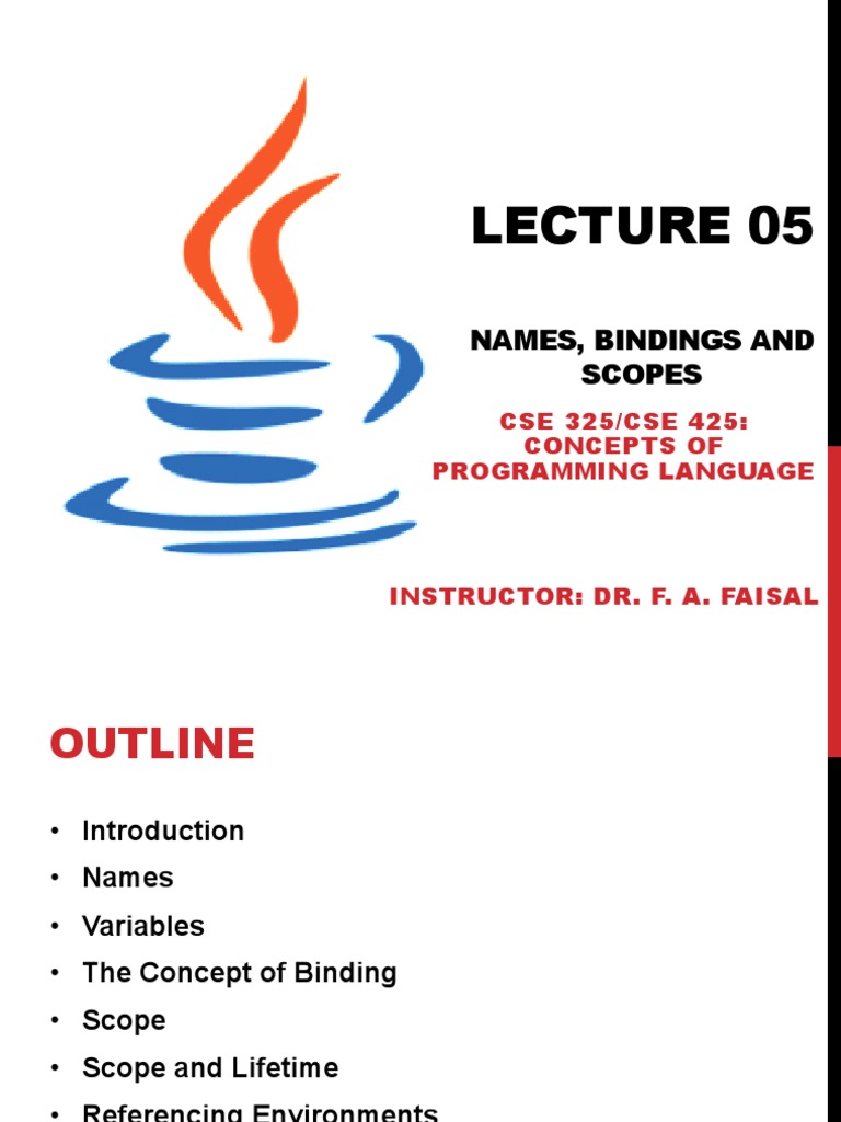 Names, Bindings and Scopes: CSE 325/CSE 425: Concepts of Programming Language | PDF | Reserved ...