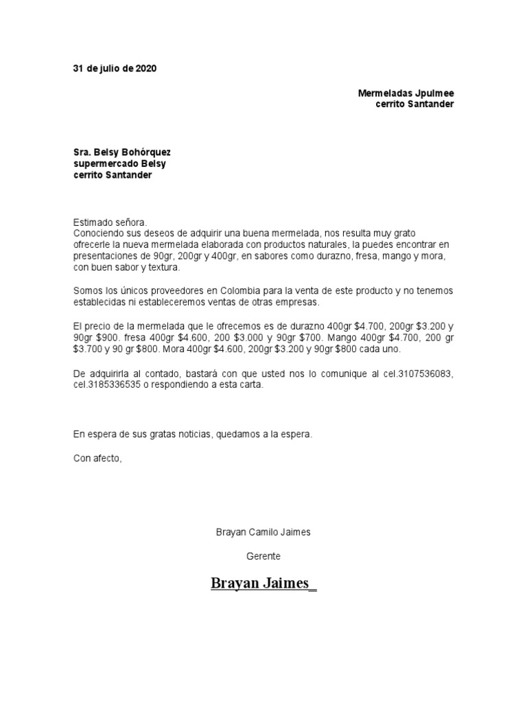 Carta de Intencion de Compra | PDF