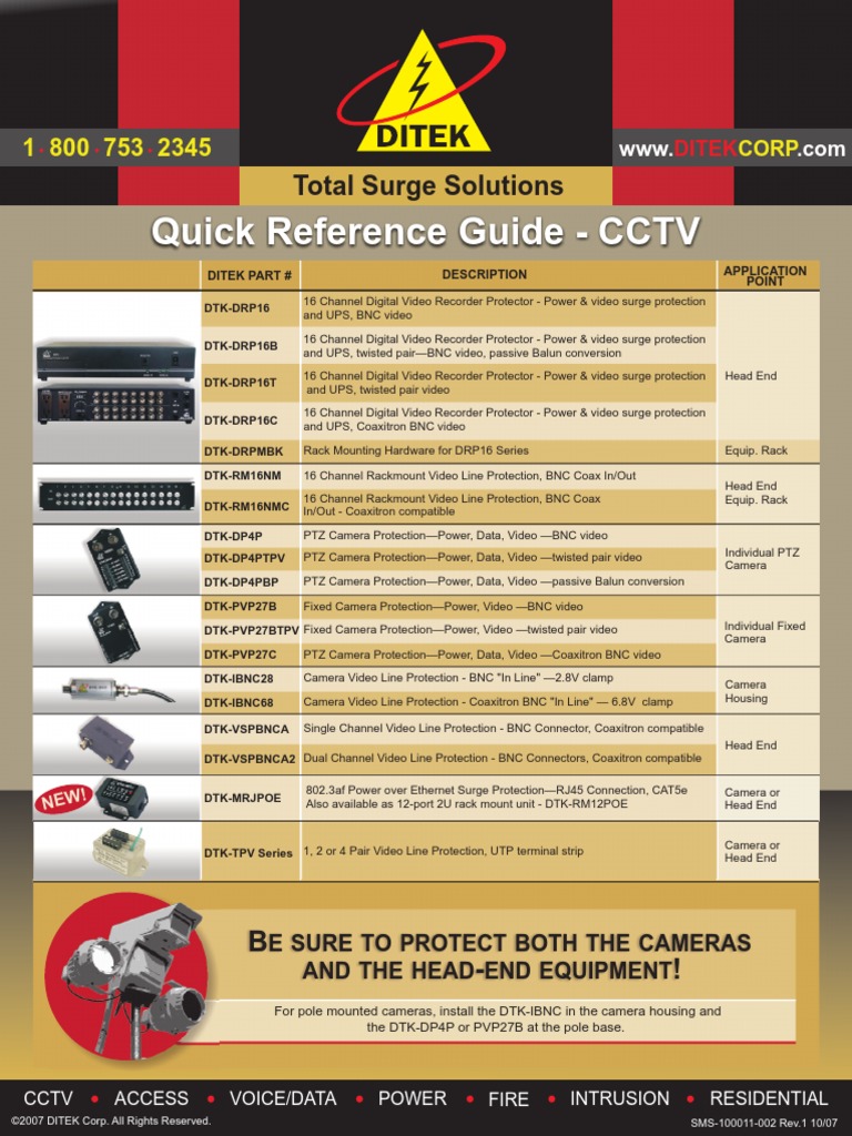 Quick Reference Guide - CCTV: Total Surge Solutions | PDF | Electrical ...
