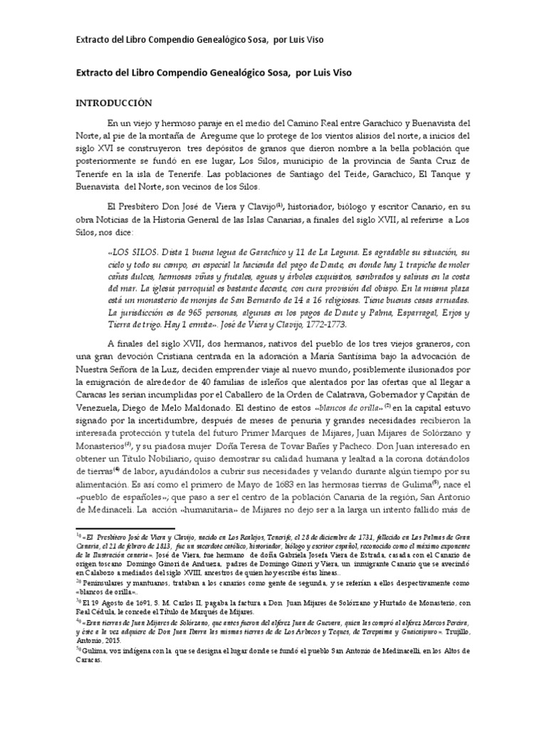 Resumen Compendio Genealógico Sosa J Luis Viso | PDF | Islas Canarias | Religión y creencia