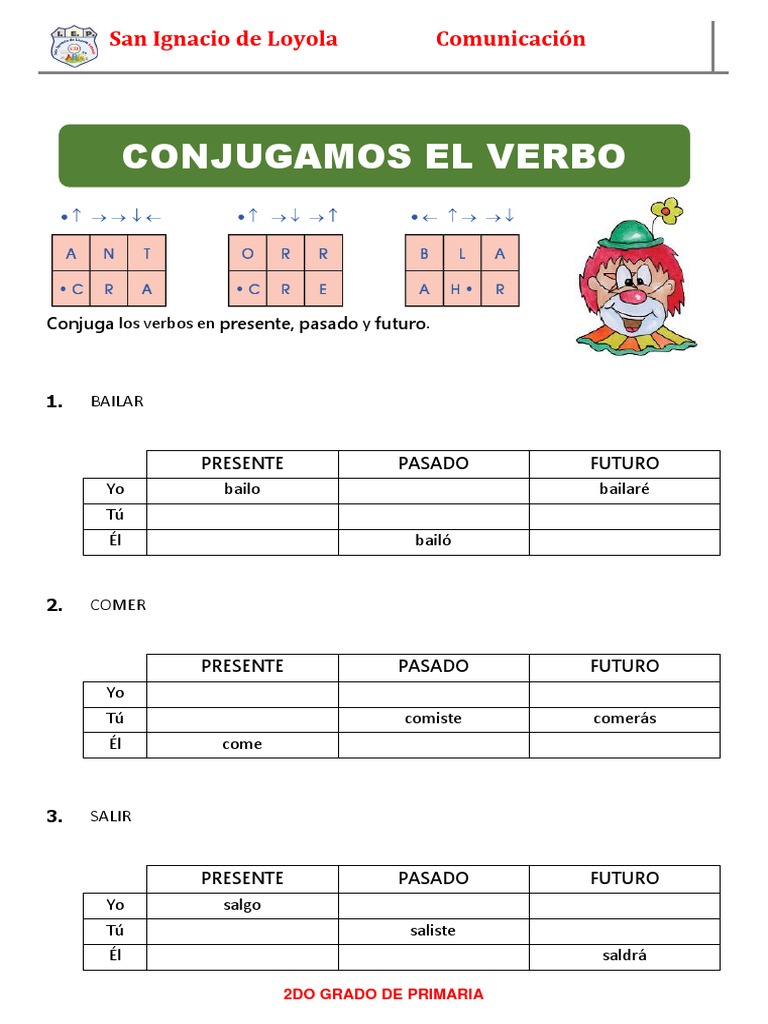 Conjugación Del Verbo Para Segundo Grado De Primaria Pdf Verbo