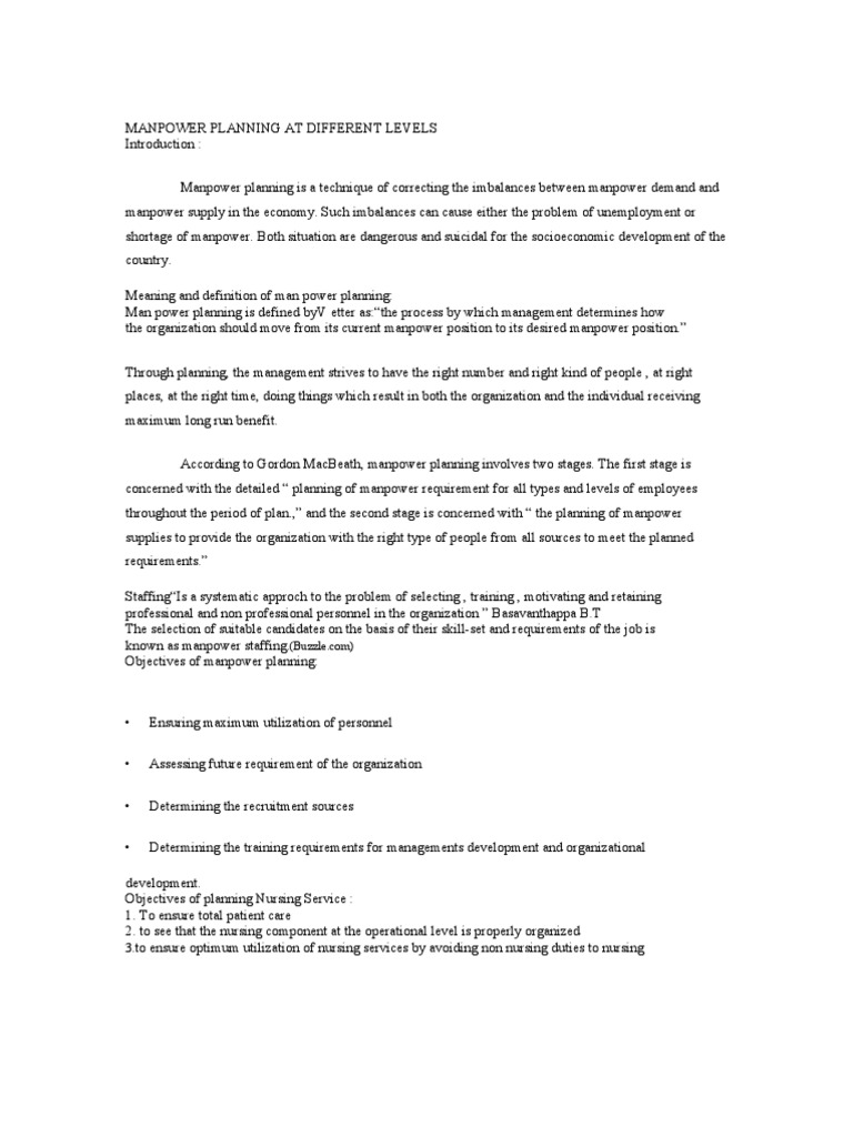 Manpower Planning Strategies and Types | PDF | Human Resources | Hospital
