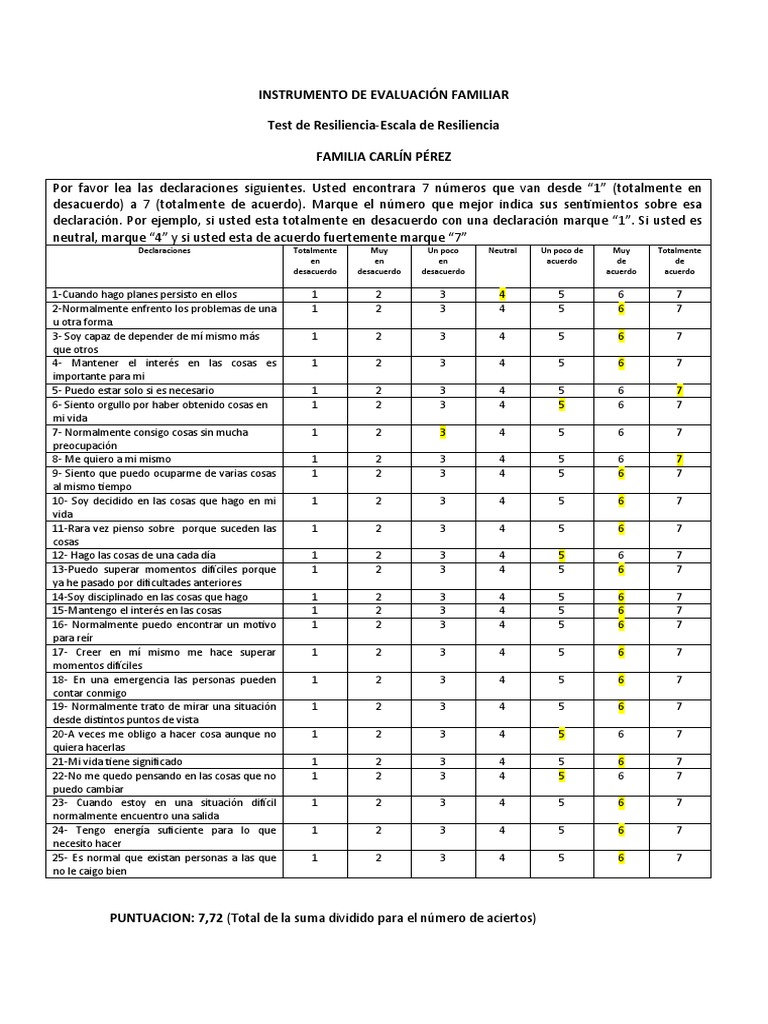 INSTRUMENTO DE EVALUACIÓN FAMILIAR-Jessica | PDF