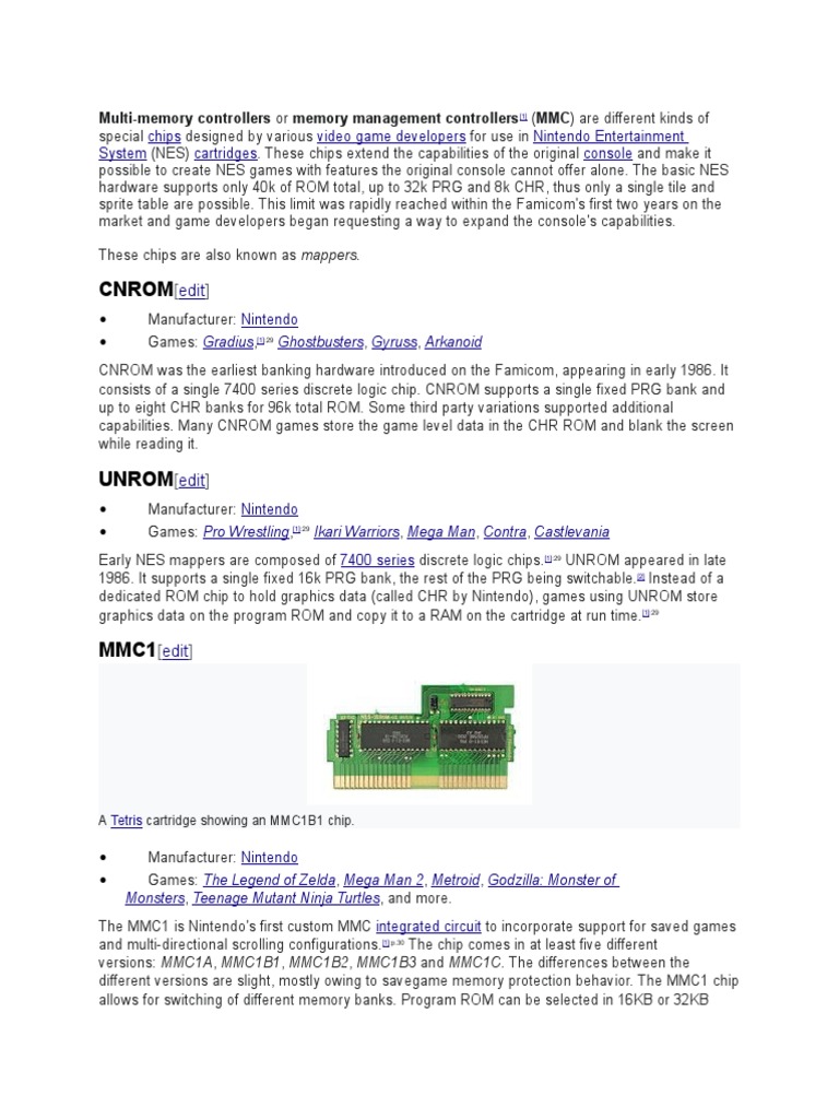 NES memory management controllers (MMCs) explained | PDF | Computer ...
