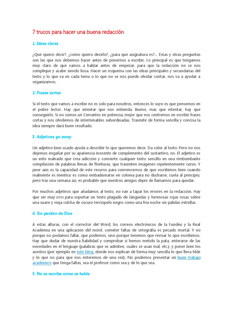 7 Trucos para Hacer Una Buena Redacción | PDF | Diccionario | Información
